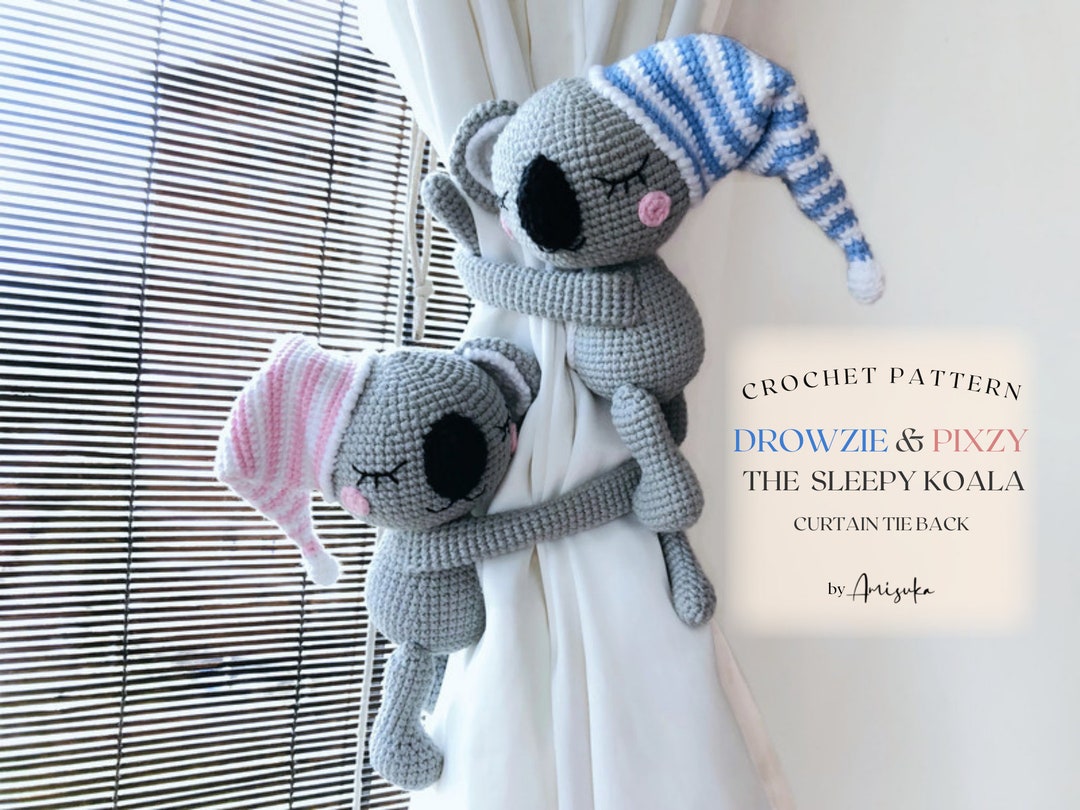 Crochet Koala PATTERN Amigurumi Curtain Tie Back Kawaii Sleepy Plush ...