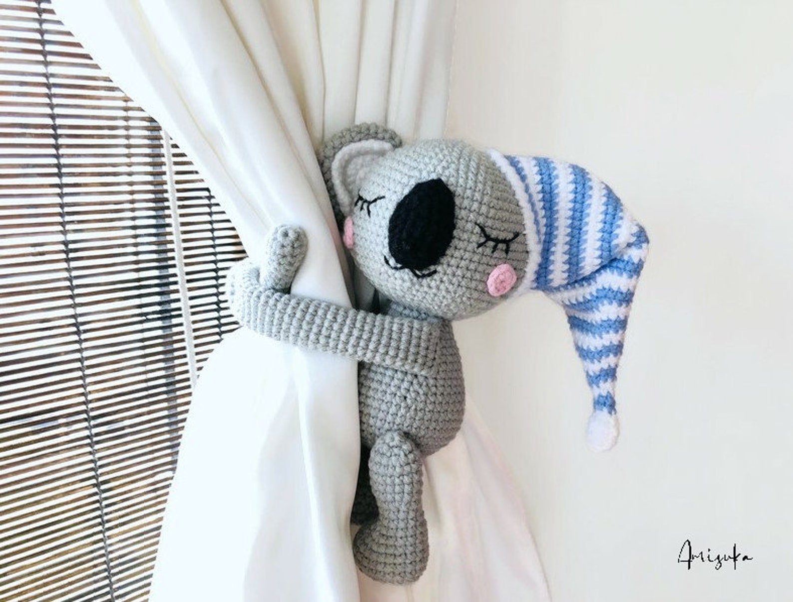 Crochet Koala PATTERN Amigurumi Curtain Tie Back Kawaii Sleepy Plush ...