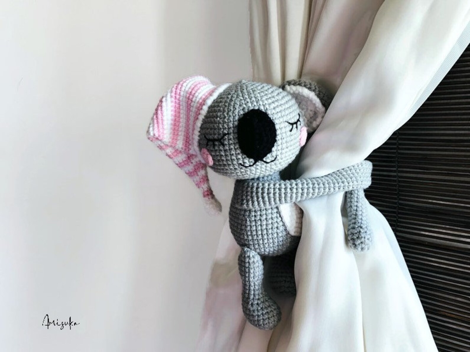 Crochet Koala PATTERN Amigurumi Curtain Tie Back Kawaii Sleepy Plush ...
