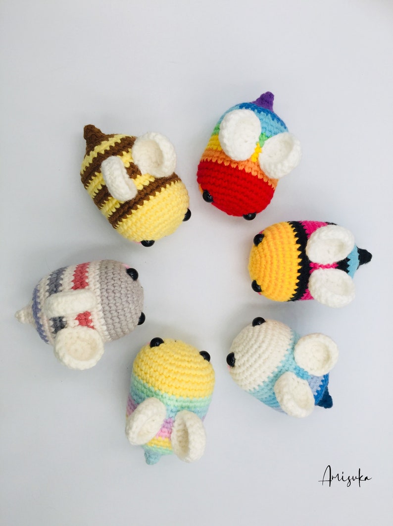 Rainbow Bee CROCHET PATTERN Colors Bumblebee Amigurumi Cute Colors Bee ...