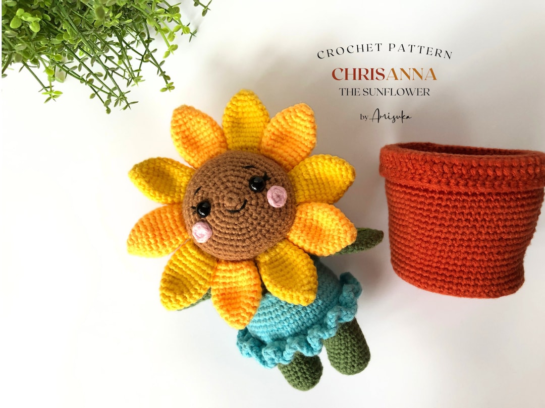 Sunflower CROCHET PATTERN Potted Sunflower Gift Amigurumi Smiley ...