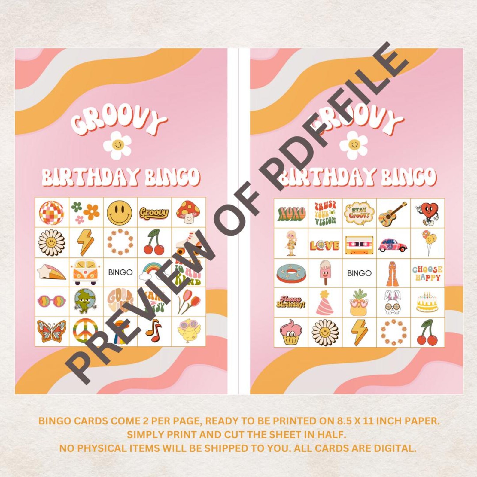 Groovy Birthday Party Bingo Game - Etsy
