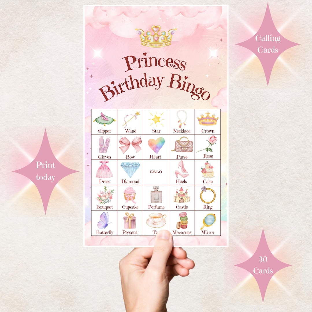 Princess Birthday Party Game - Bingo - Etsy