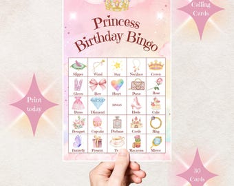 Princess Bingo Game, Printable Bingo Cards, Princess Bingo Party Game ...