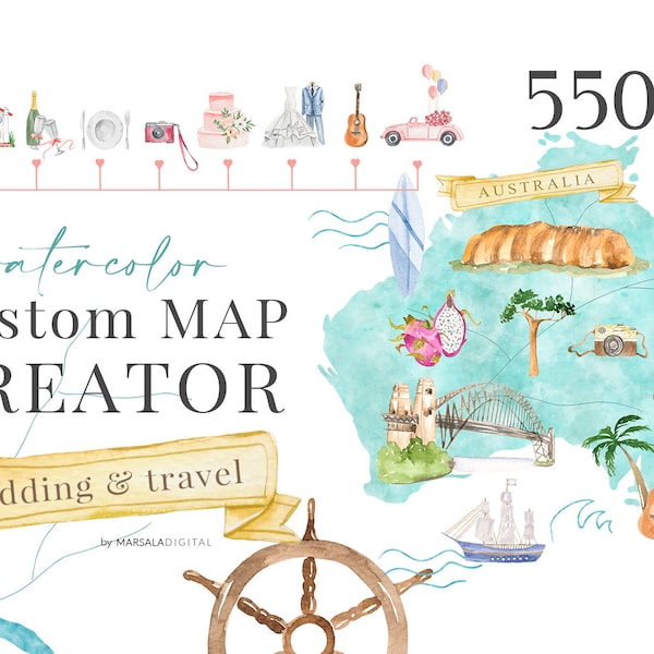 Watercolor Map - Etsy