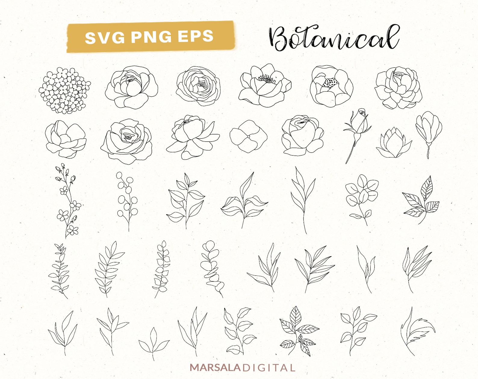 Flower Svg Bundle Flowers SVG Bundle Botanical Svg Flower - Etsy