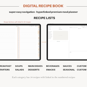 Digital Recipe Book Goodnotes Notability Digital Cookbook, Weekly Meal ...