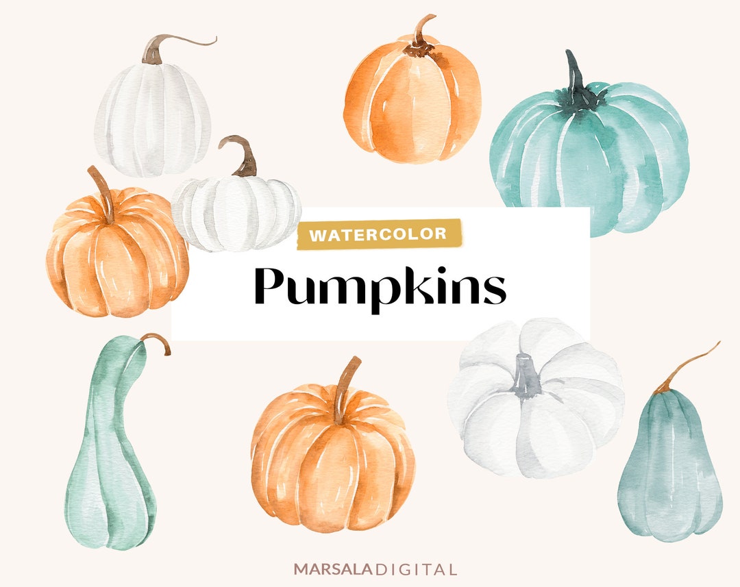 Watercolor Pumpkin Clipart, Autumn Pumpkins, Pumpkin Clip Art, Fall ...