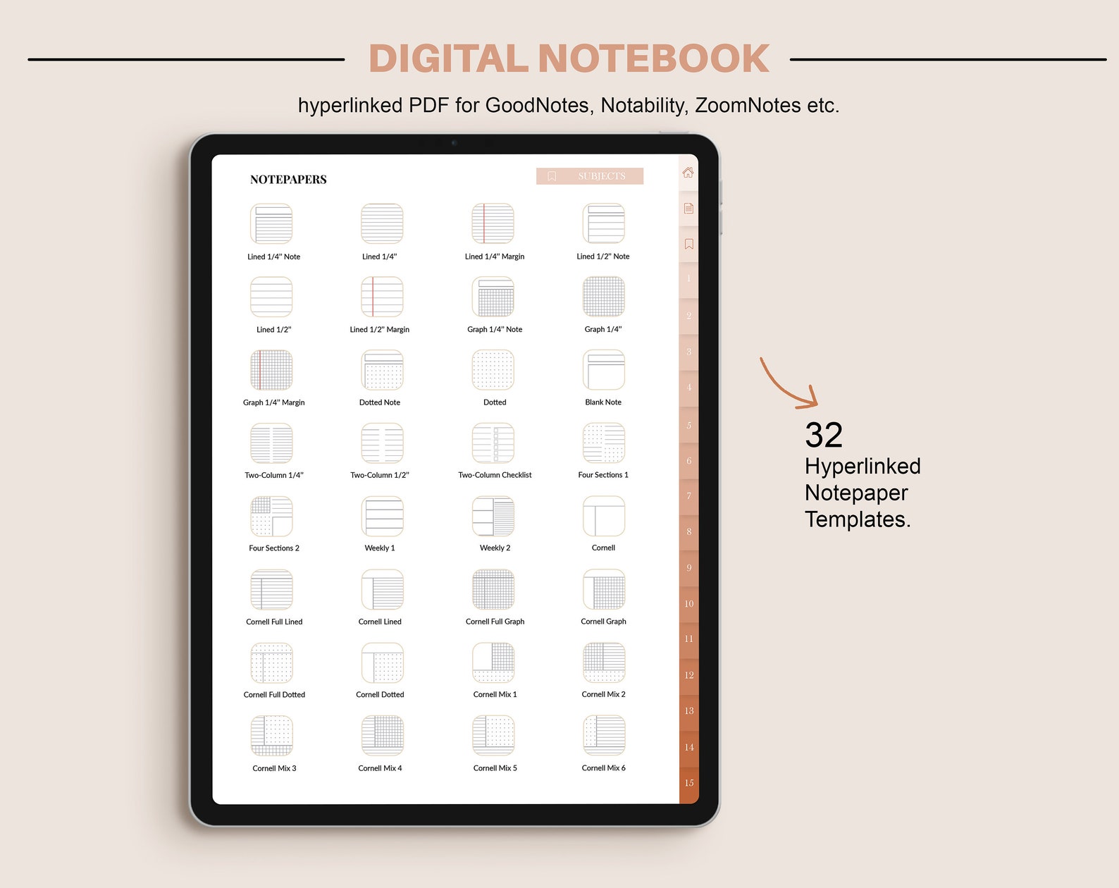 Digital Notebook for Goodnotes Notability 10 Hyperlinked - Etsy