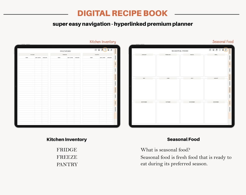 Digital Recipe Book Goodnotes Notability Digital Cookbook | Etsy