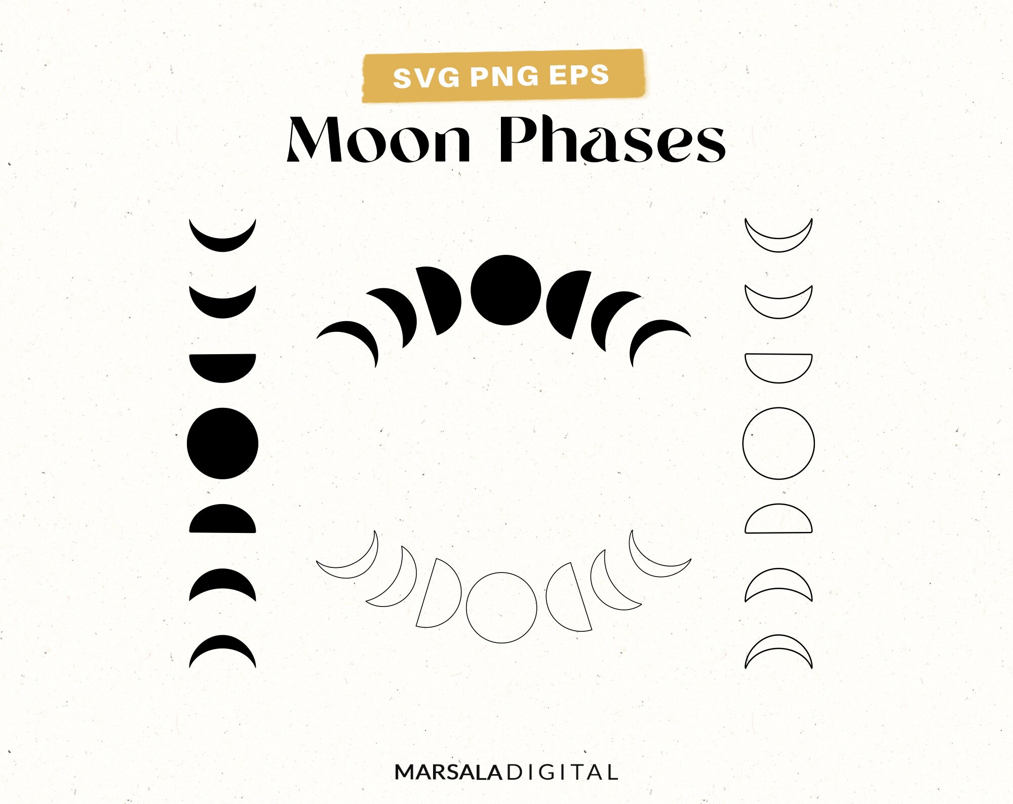 Moon Svg Bundle Celestial Svg Bundle Moon Clipart Celestial | Etsy