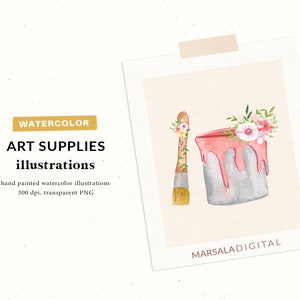 Watercolor Art Supplies Cliparts, Stationery, Painting, Artist, Planner ...