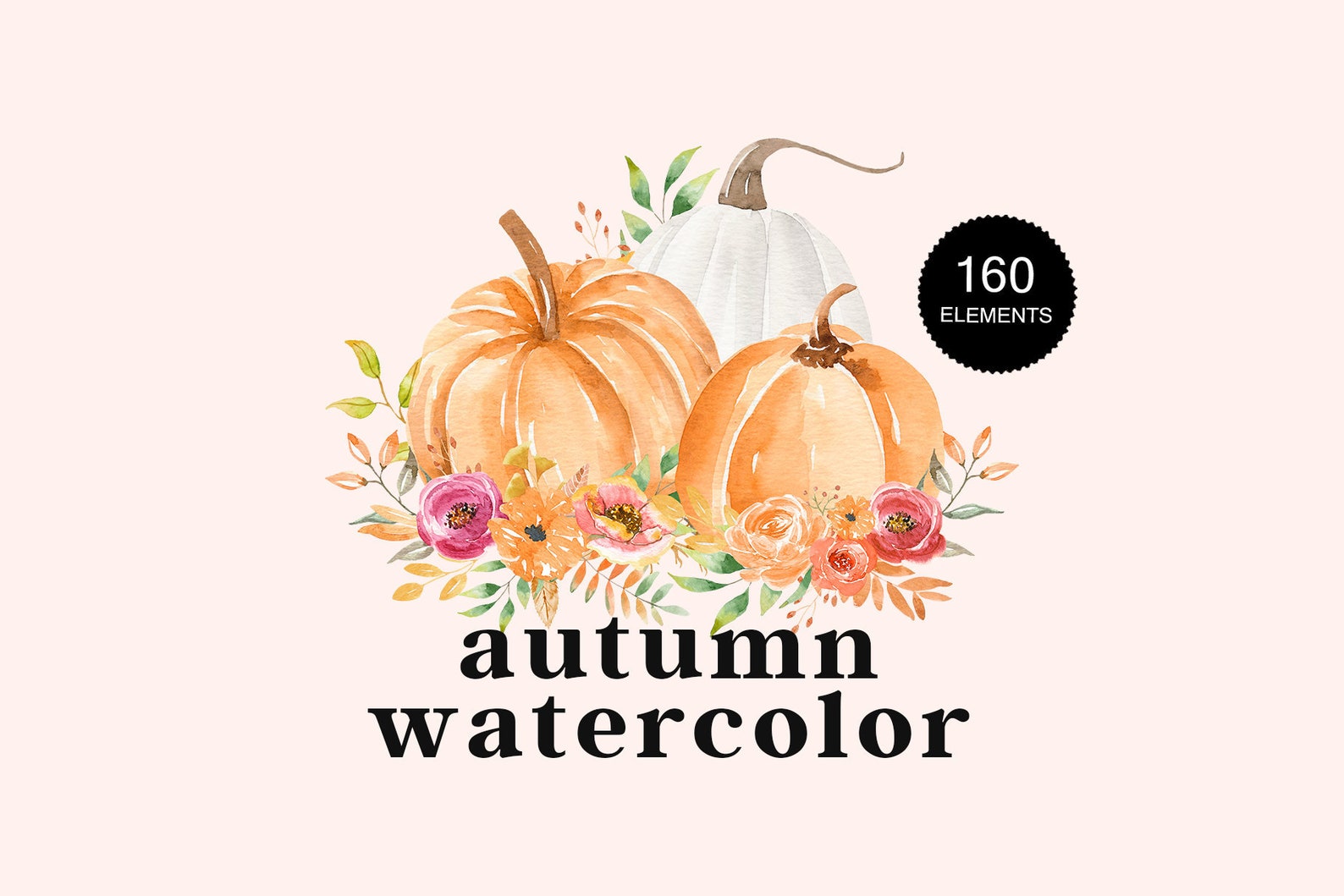Autumn Watercolor Clipart Fall Clipart Pumpkin Illustration - Etsy