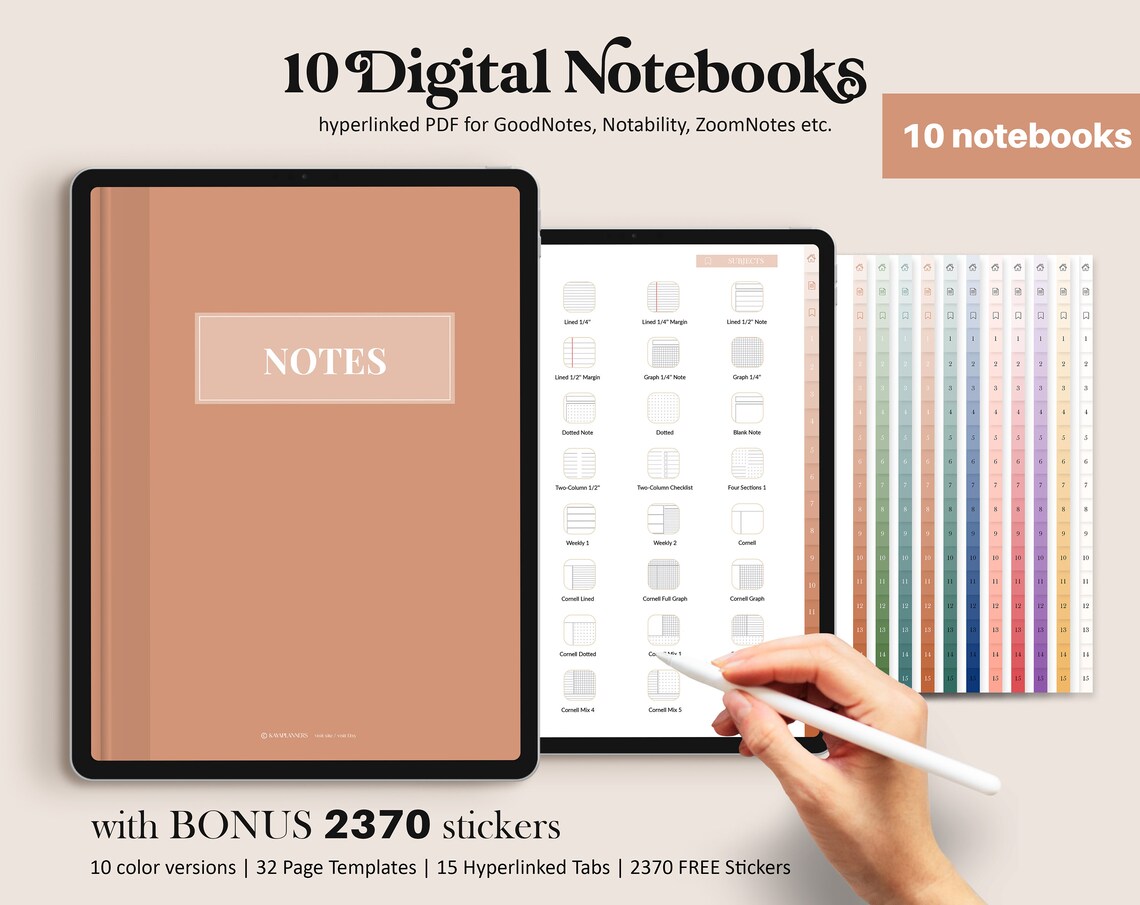 Digital Notebook for Goodnotes Notability 10 Hyperlinked - Etsy