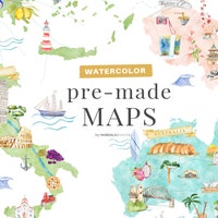 Watercolor Map - Etsy