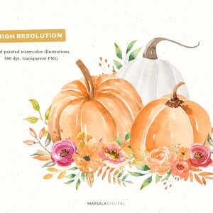 Watercolor Pumpkin Clipart, Autumn Pumpkins, Pumpkin Clip Art, Fall ...