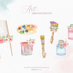 Watercolor Art Supplies Cliparts, Stationery, Painting, Artist, Planner ...