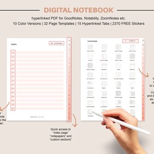 Digital Notebook for Goodnotes Notability 10 Hyperlinked Digital Note ...