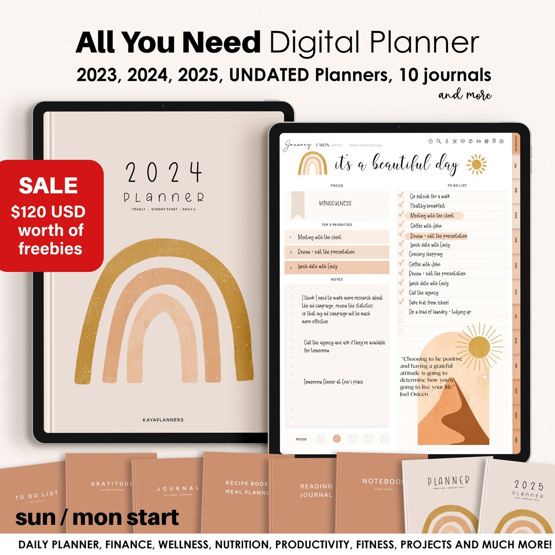 Digital Planner 2024, 2025, Undated, Goodnotes Planner, iPad Planner ...