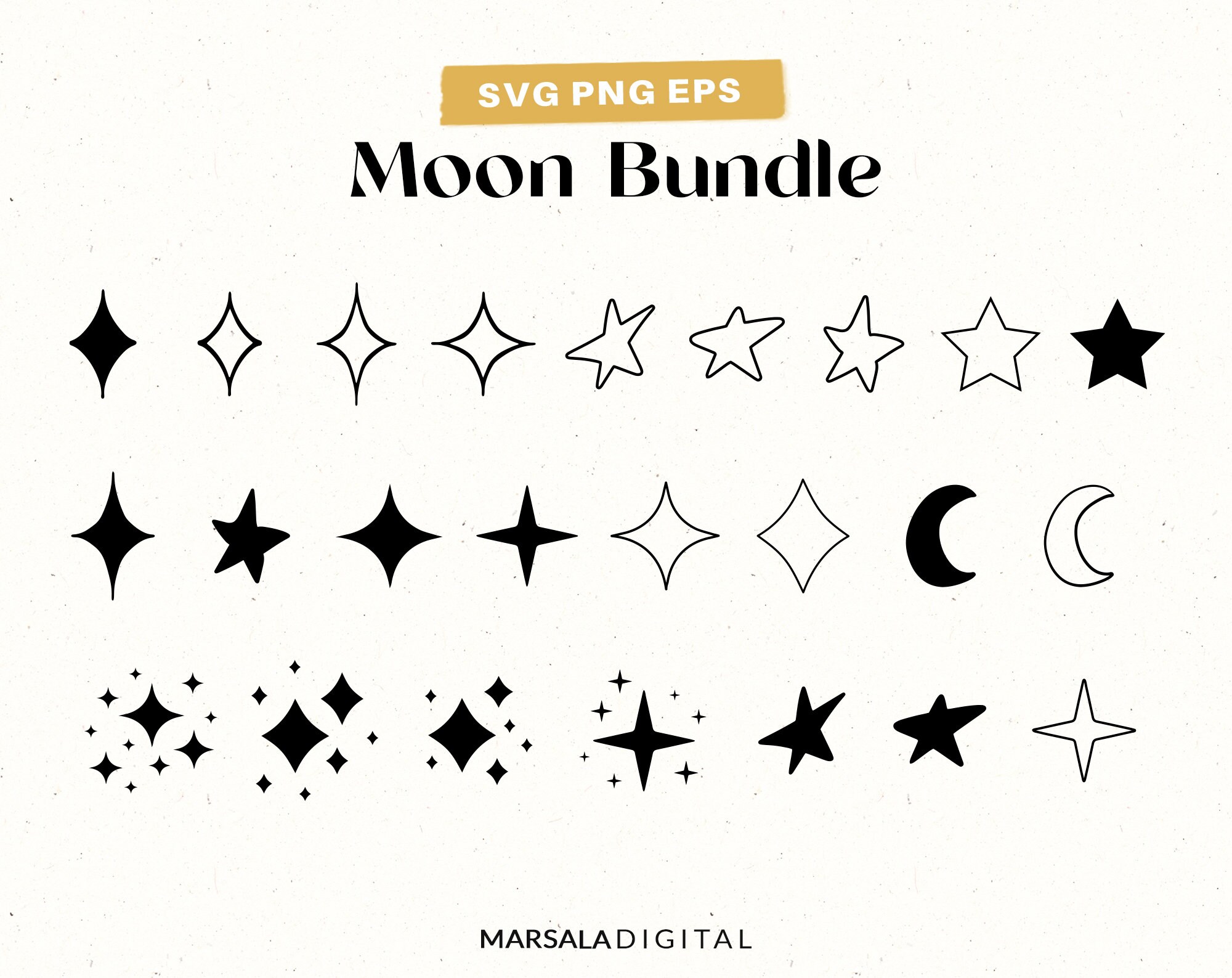 Moon Svg Bundle Celestial Svg Bundle Moon Clipart Celestial | Etsy