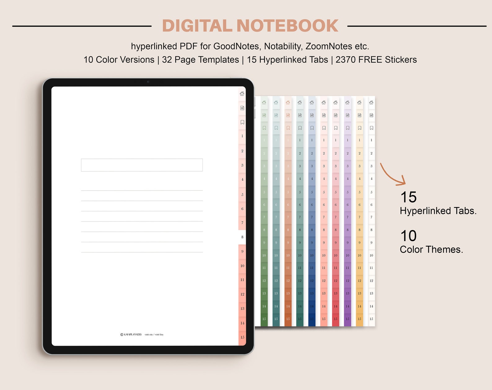 Digital Notebook for Goodnotes Notability 10 Hyperlinked - Etsy
