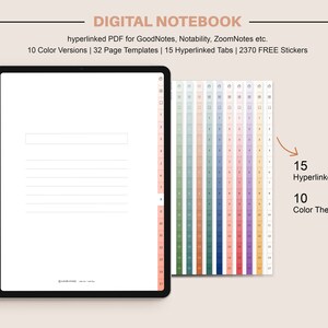 Digital Notebook for Goodnotes Notability 10 Hyperlinked Digital Note ...