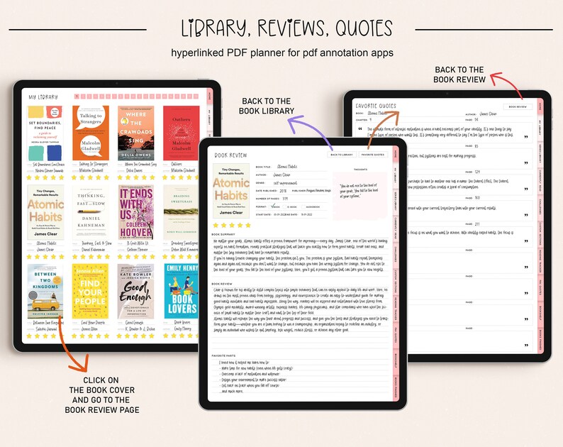 Digital Reading Journal Digital Reading Planner Goodnotes - Etsy