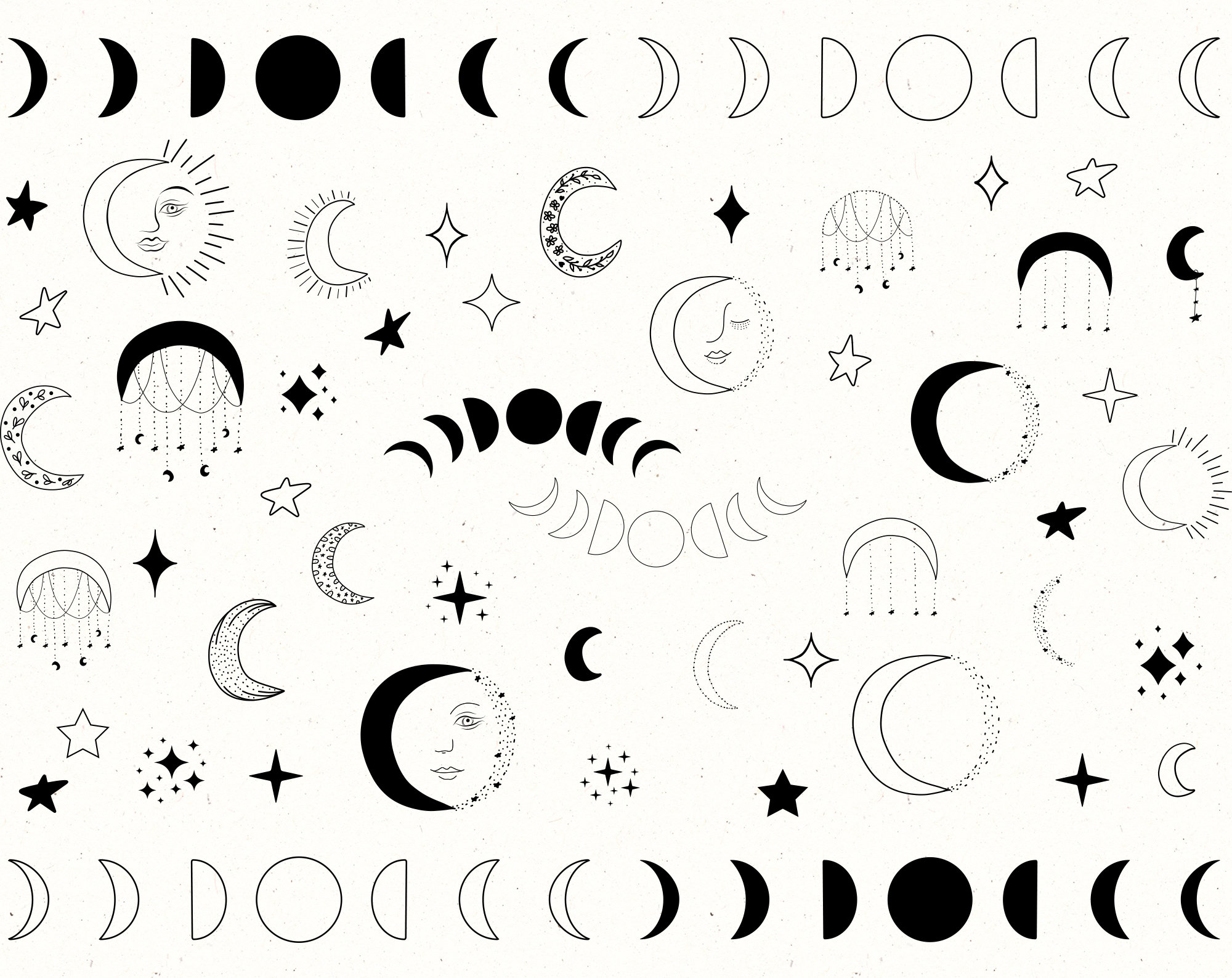 Moon Svg Bundle Celestial Svg Bundle Moon Clipart Celestial | Etsy