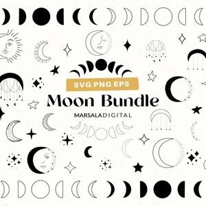Moon Svg Bundle, Celestial Svg Bundle, Moon Clipart, Celestial Clipart ...