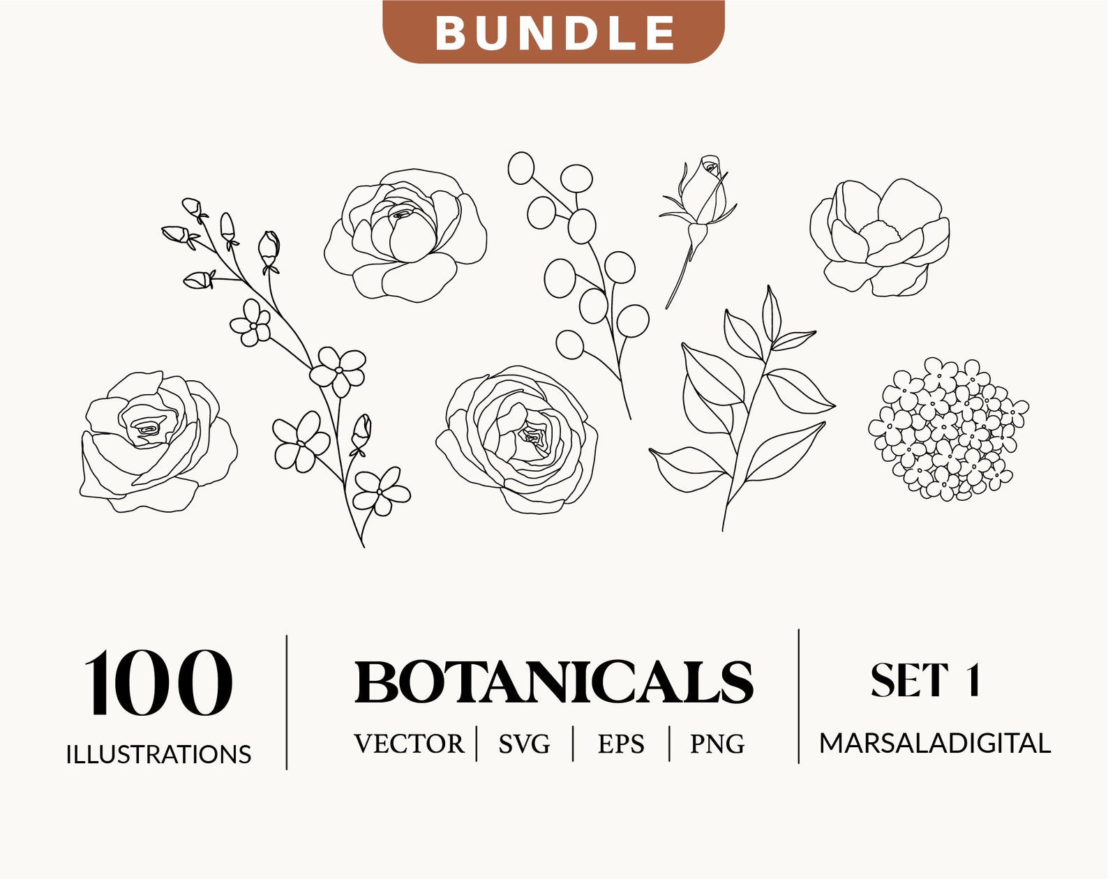 100 Flower SVG Bundle Flowers SVG Bundle Botanical Svg - Etsy