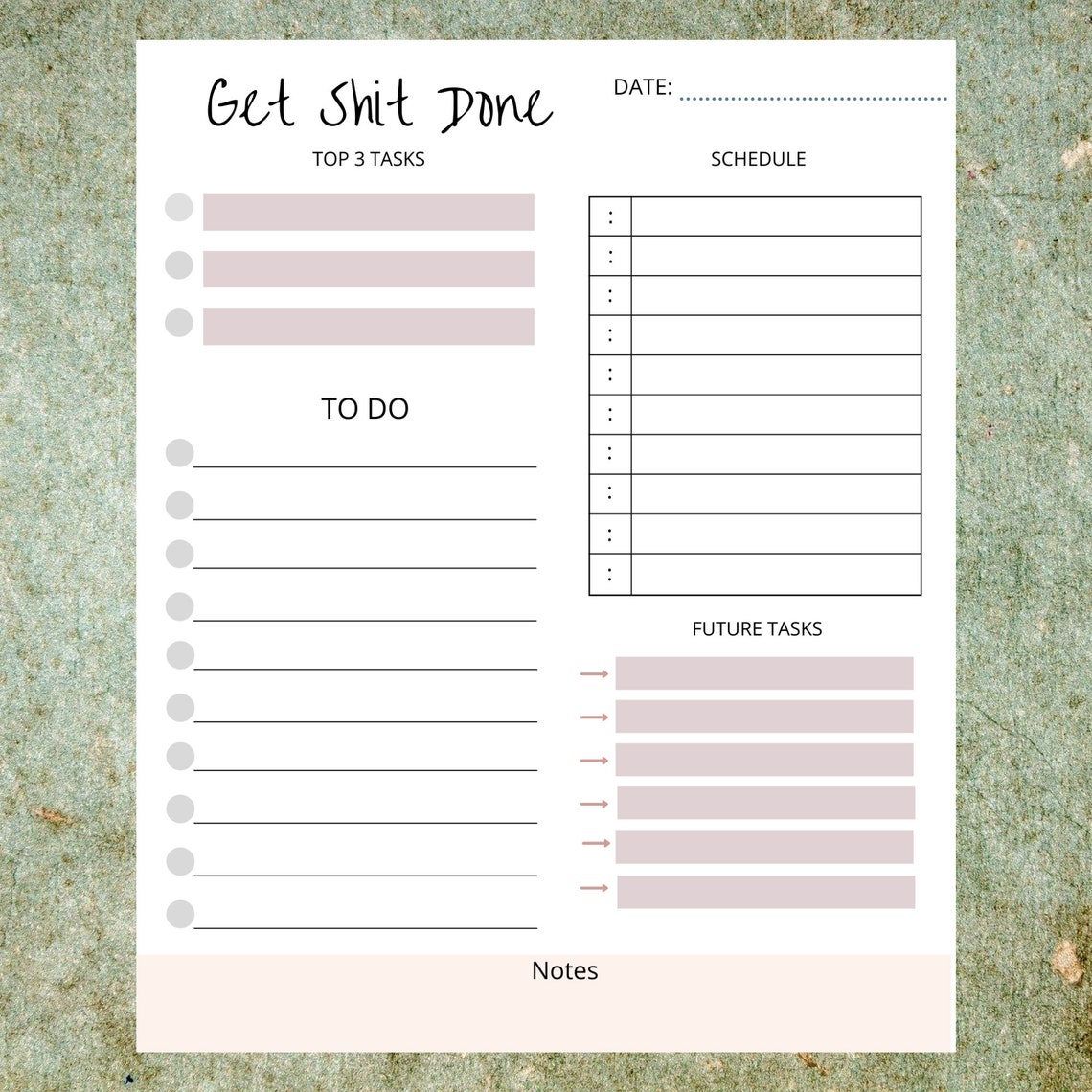Funny Printable Get Shit Done to Do List Daily Schedule - Etsy