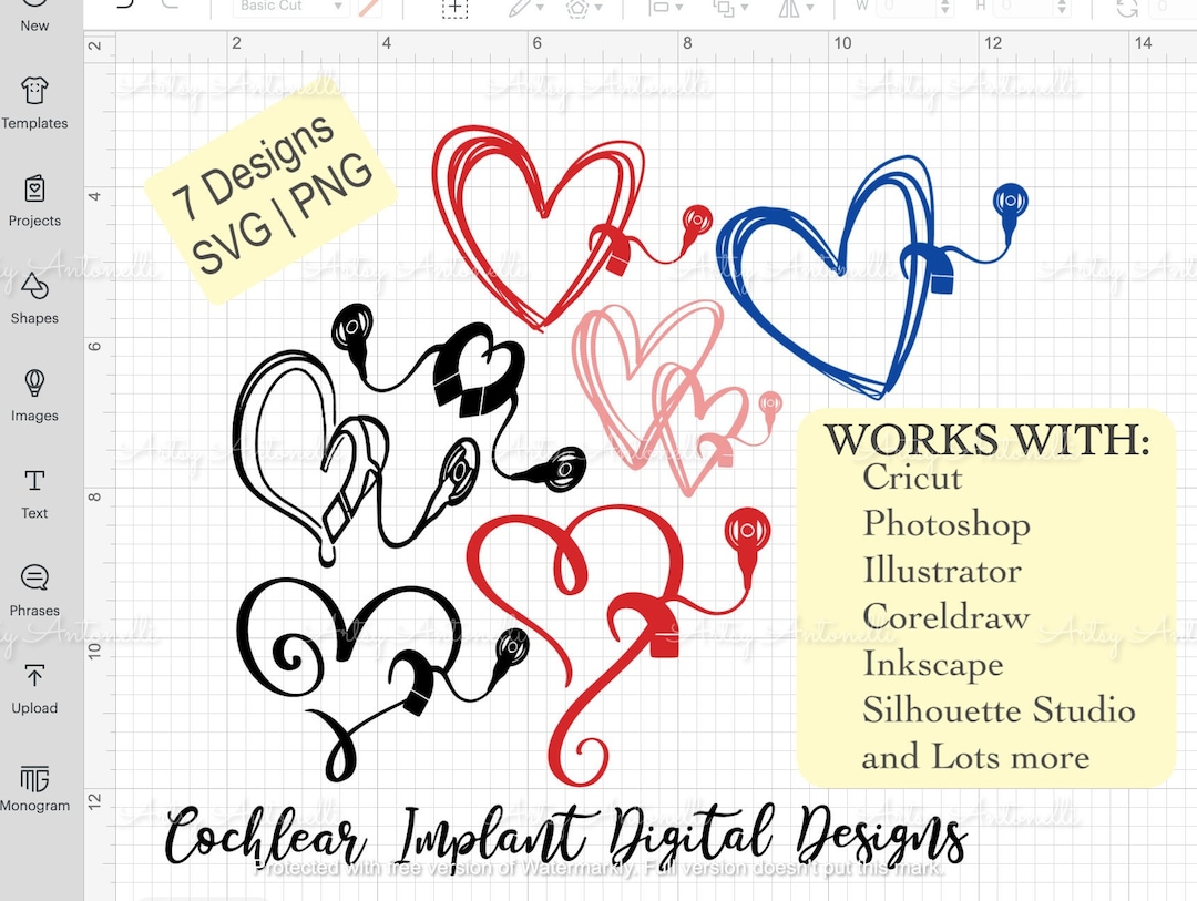 Cochlear Implant Drawn Hearts 7 Designs in SVG/ PNG Style - Etsy