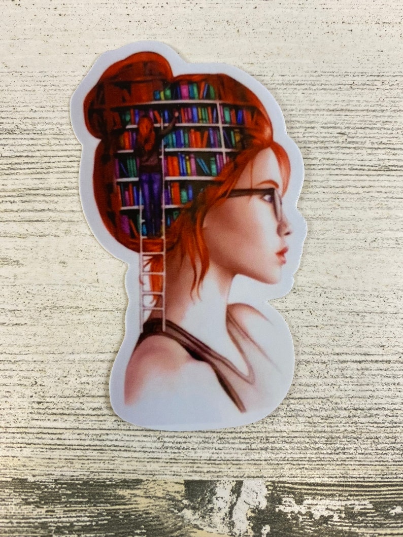 Red Hair Girl Loves Book Sticker, Just A Girl Who Loves Books Sticker ...