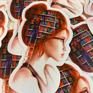 Red Hair Girl Loves Book Sticker, Just A Girl Who Loves Books Sticker ...
