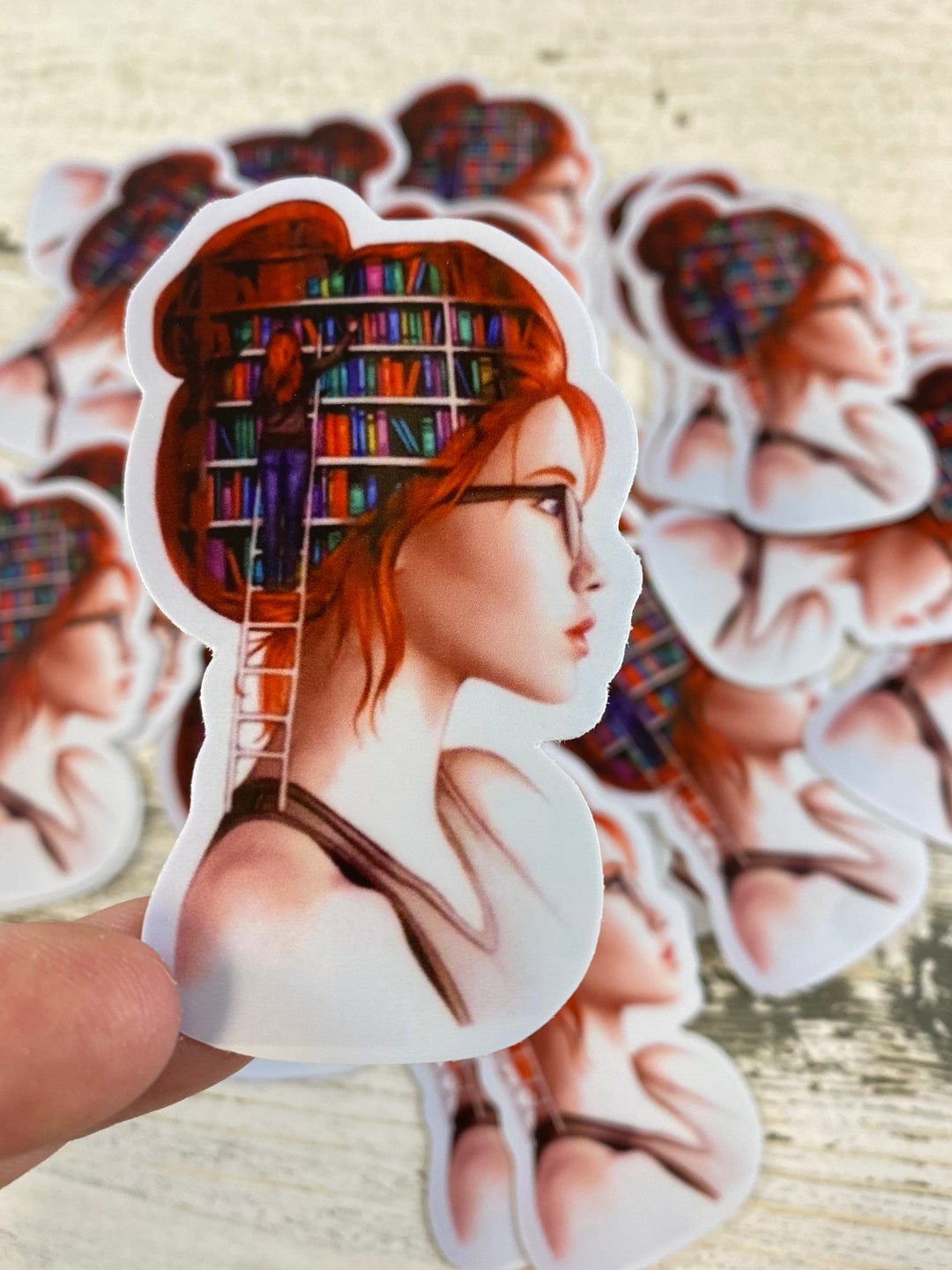 Red Hair Girl Loves Book Sticker, Just A Girl Who Loves Books Sticker ...