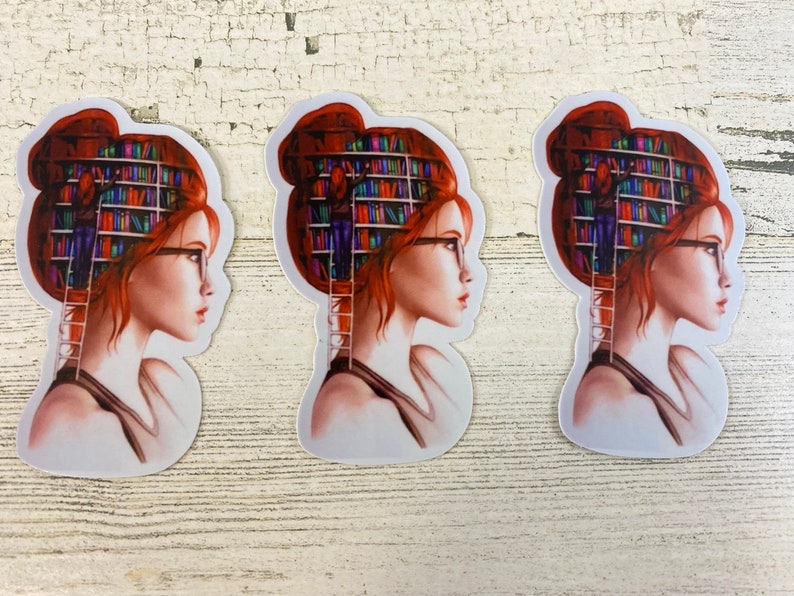 Red Hair Girl Loves Book Sticker, Just A Girl Who Loves Books Sticker ...