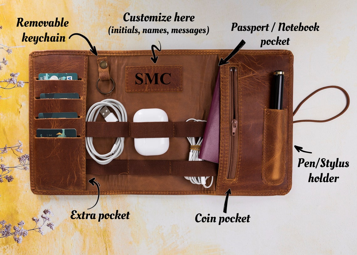 Personalized Cord Organizer Leather Cable Organizer | Etsy Canada