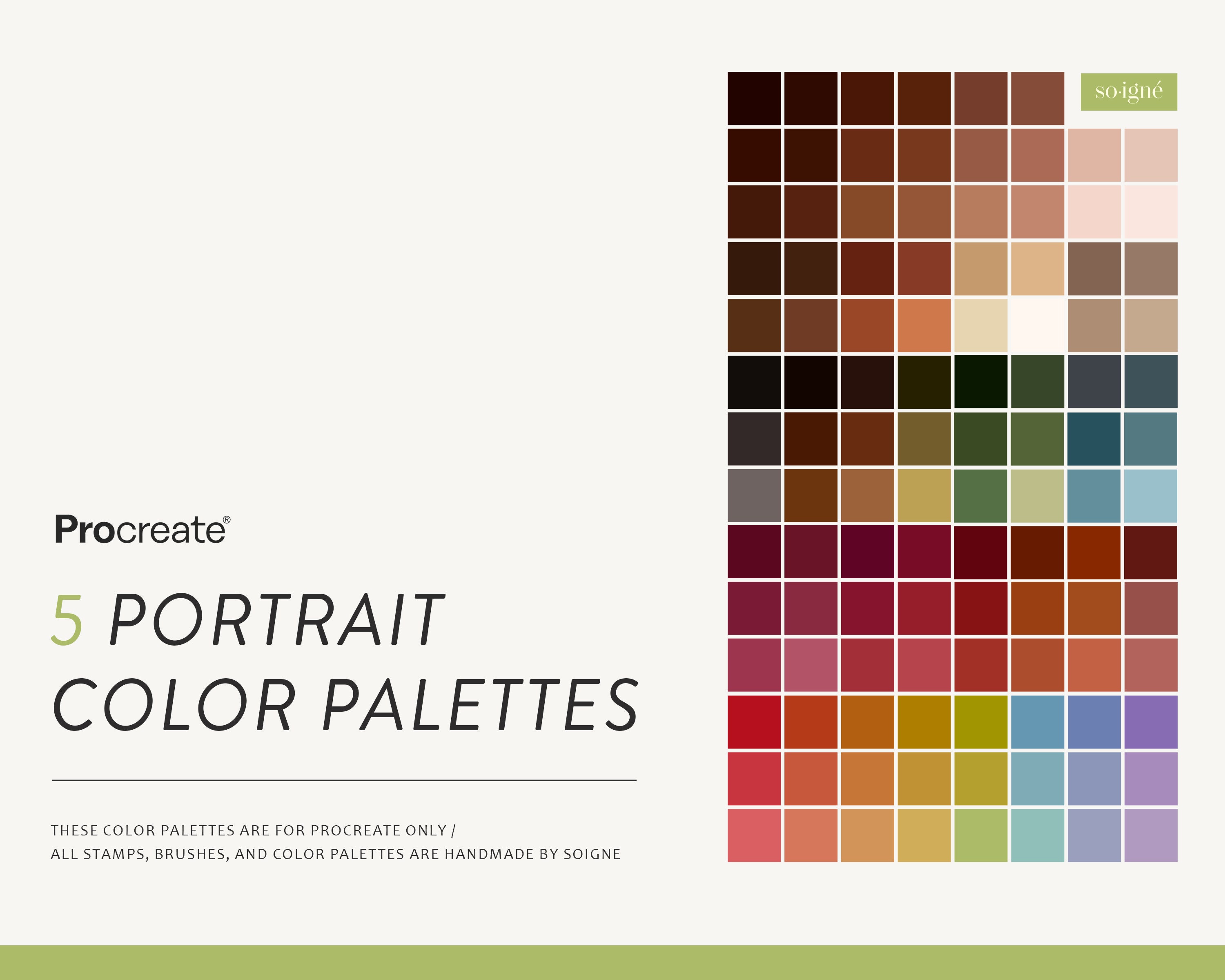 5 Portrait Skin, Hair, Eyes, Color Palettes for Procreate - Etsy