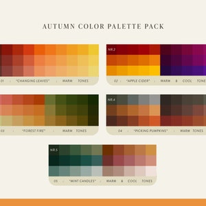 5 Autumn Color Palettes for Procreate - 150 Hues | Color Swatches ...