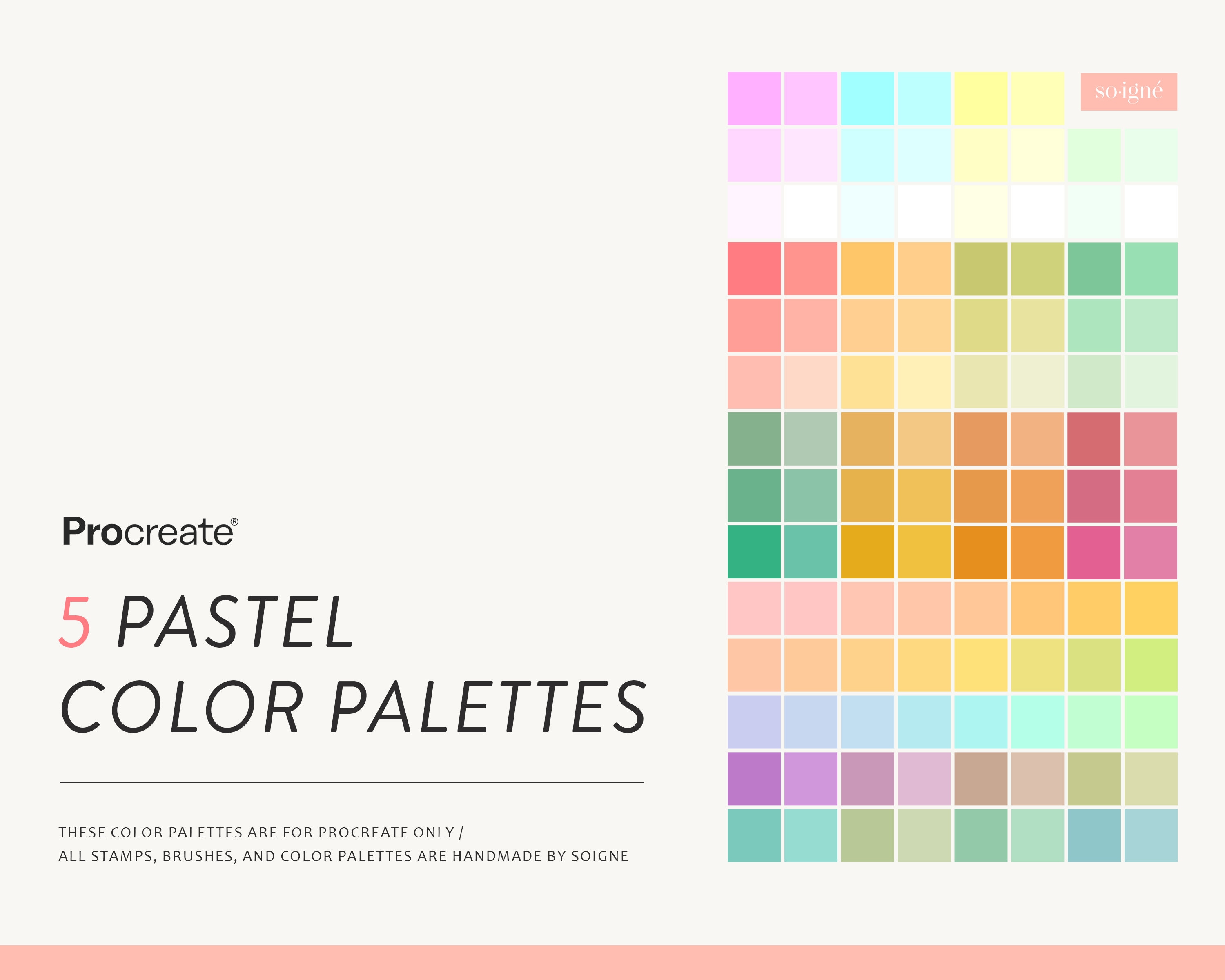 Pastel Color Palette Bundle for Procreate - 5 Palettes - 150 Hues ...