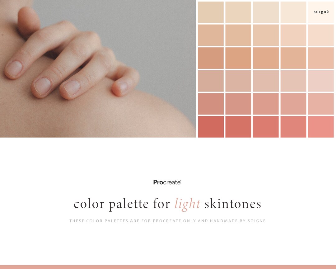 Realistic Light Skin Tones Color Palettes for Procreate - Etsy