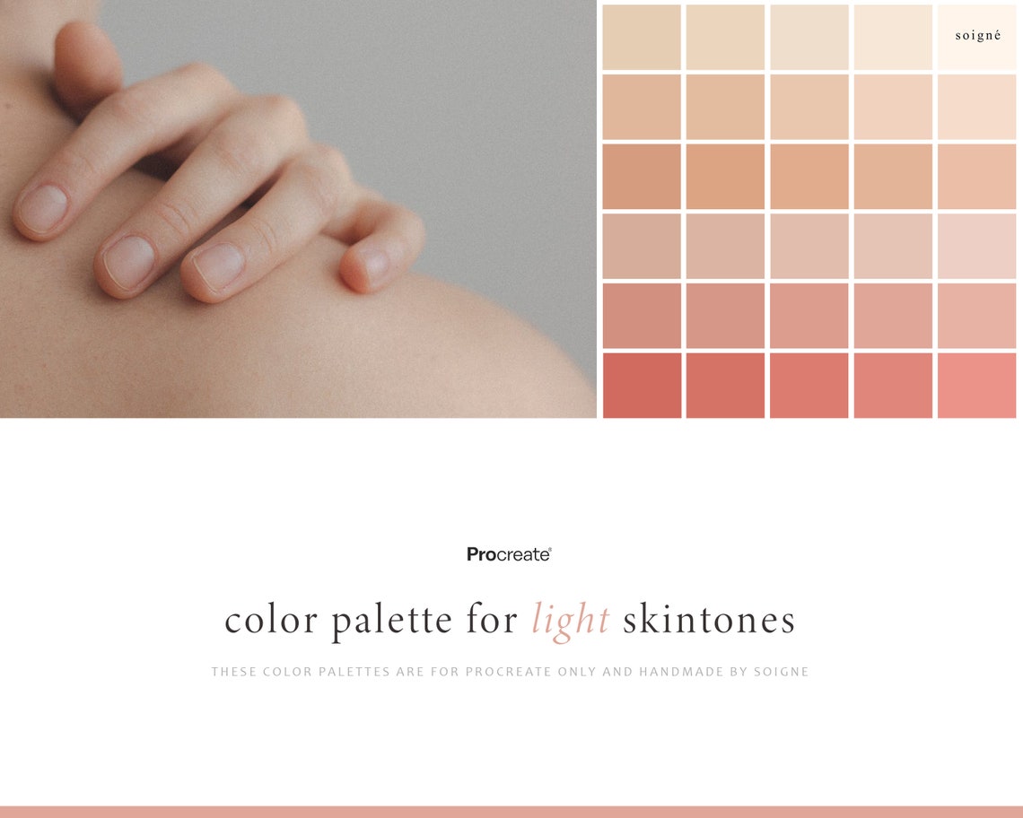 Realistic Light Skin Tones Color Palettes for Procreate - Etsy