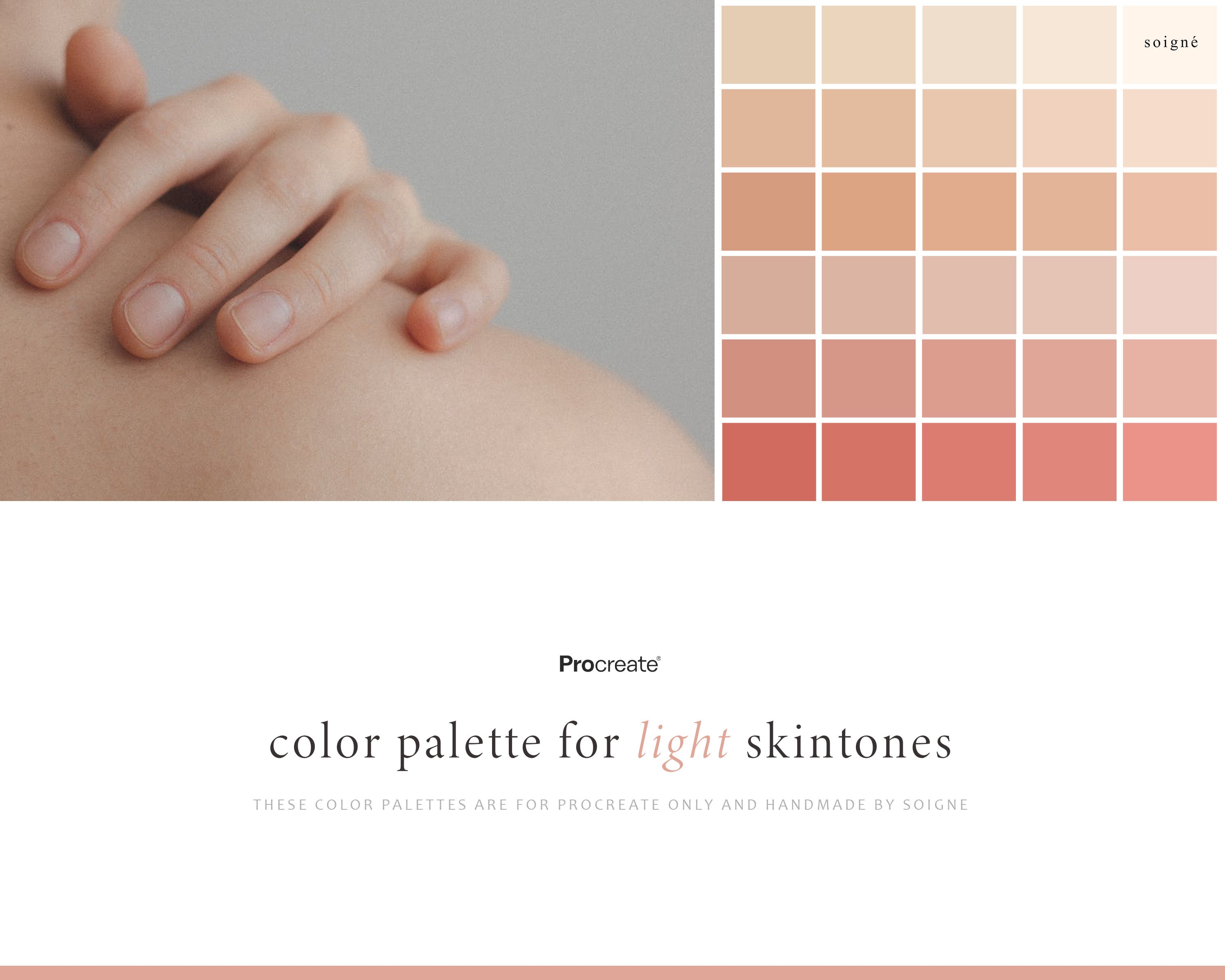 Realistic Light Skin Tones Color Palettes for Procreate - Etsy