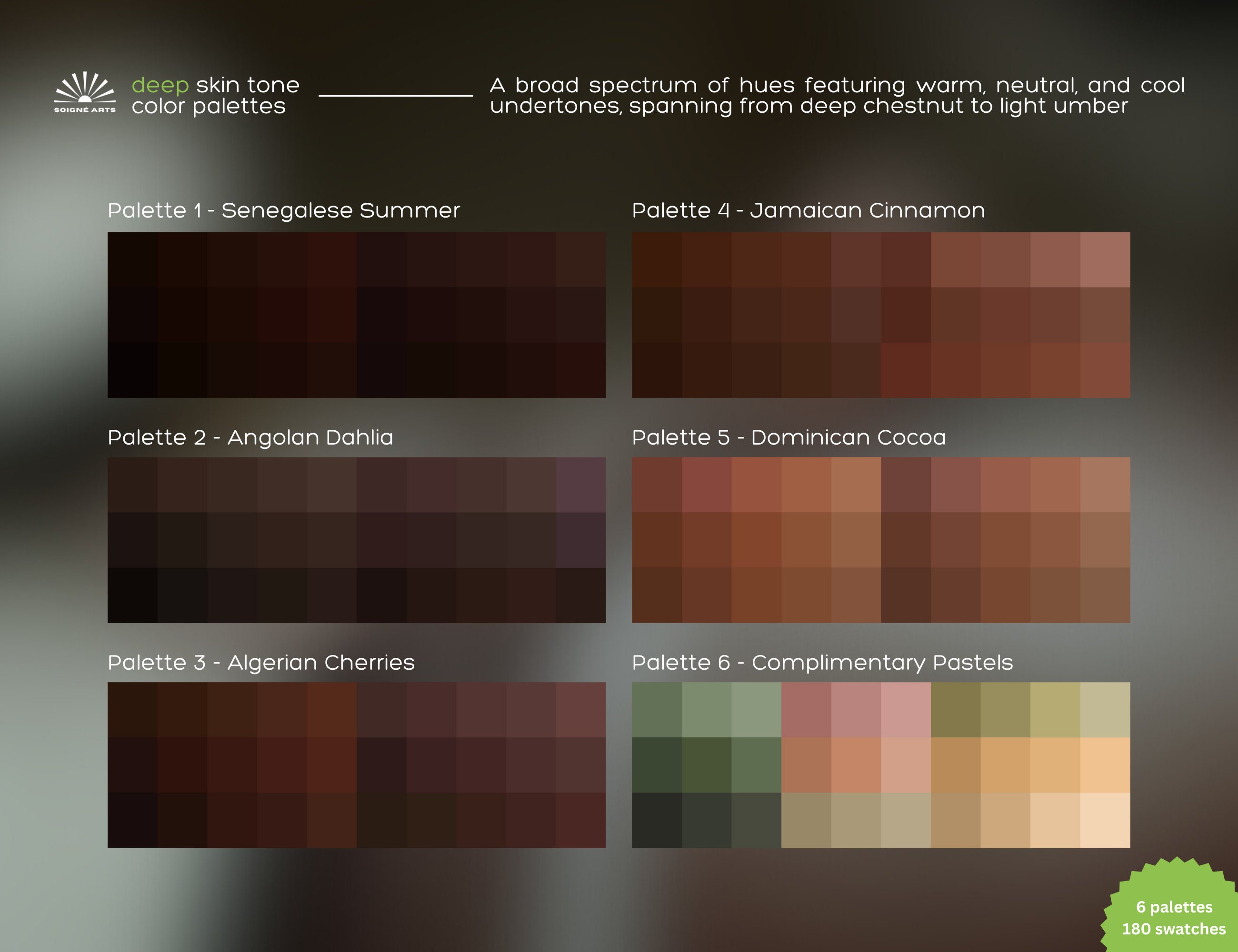 Deep Skin Tone Color Palettes, Portrait Hues (PDF) - Etsy