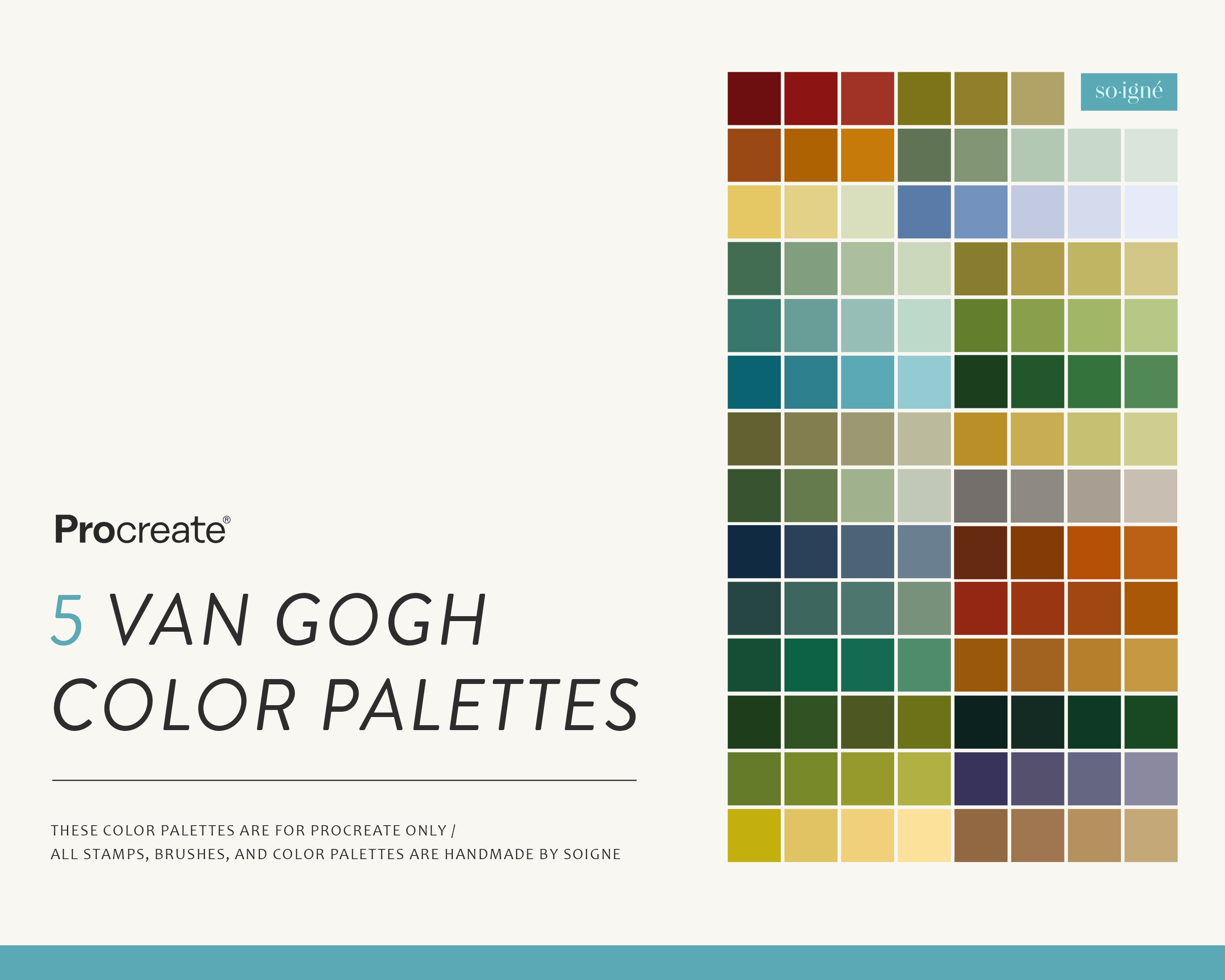 5 Vincent Van Gogh Color Palettes for Procreate - 150 Hues | Color ...