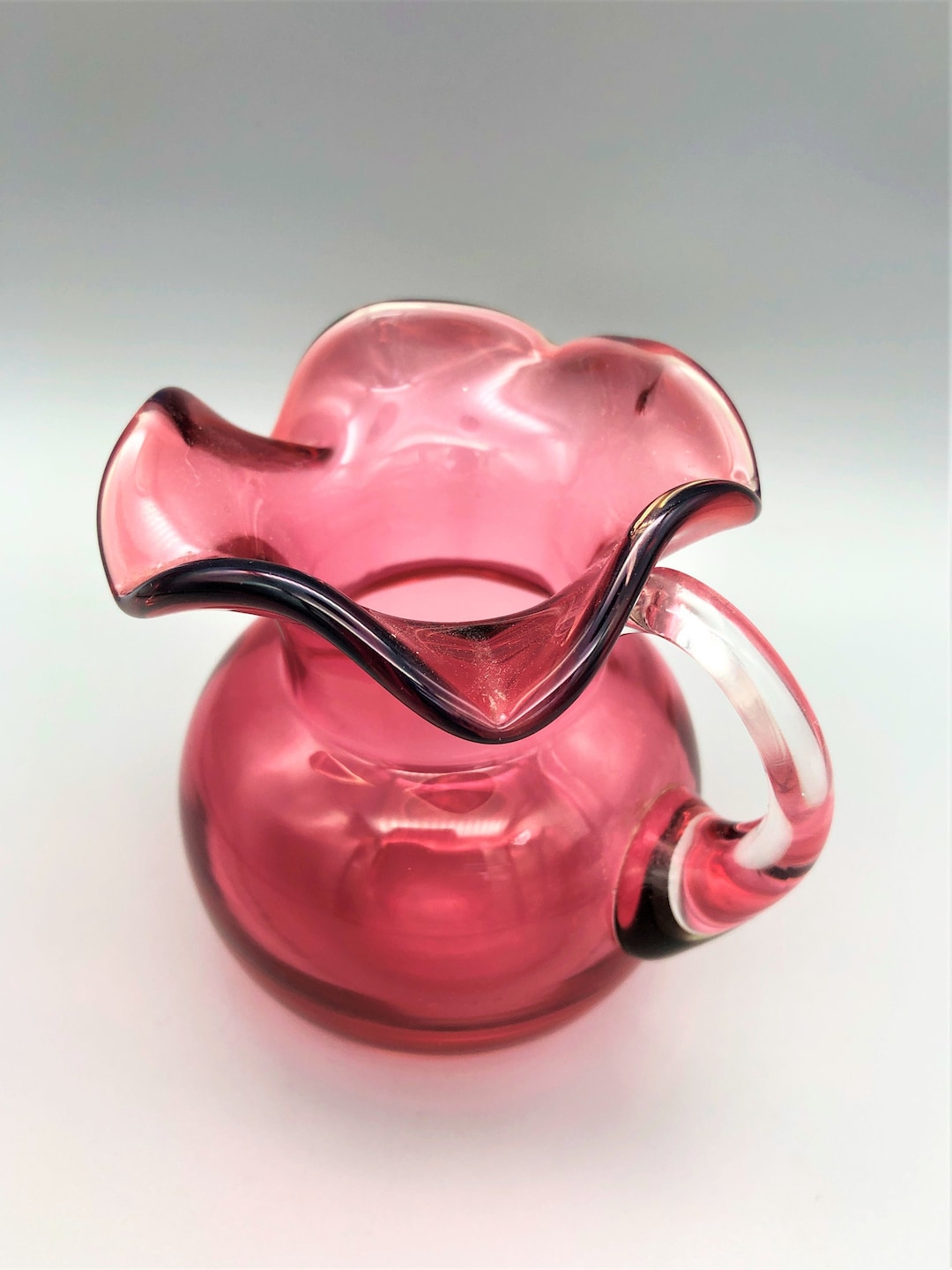 Vintage Hand Blown Cranberry Glass Cream Jug, C.1990s - Etsy
