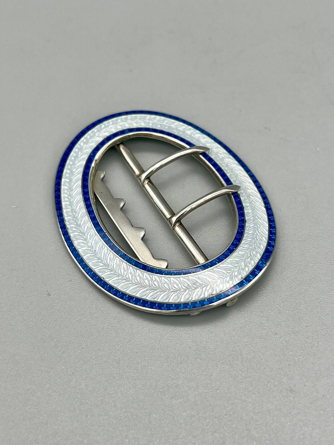 George V Sterling Silver and Guilloche Enamel Belt Buckle, J Aitkin ...