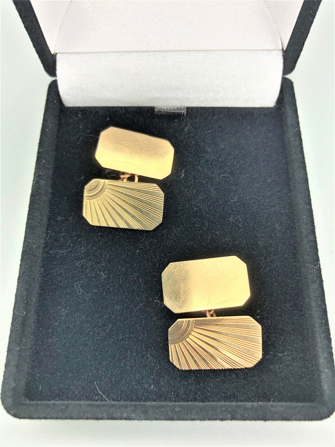 Vintage Elizabeth II 9ct Gold Sunburst Cuff Links, Henry Griffith ...