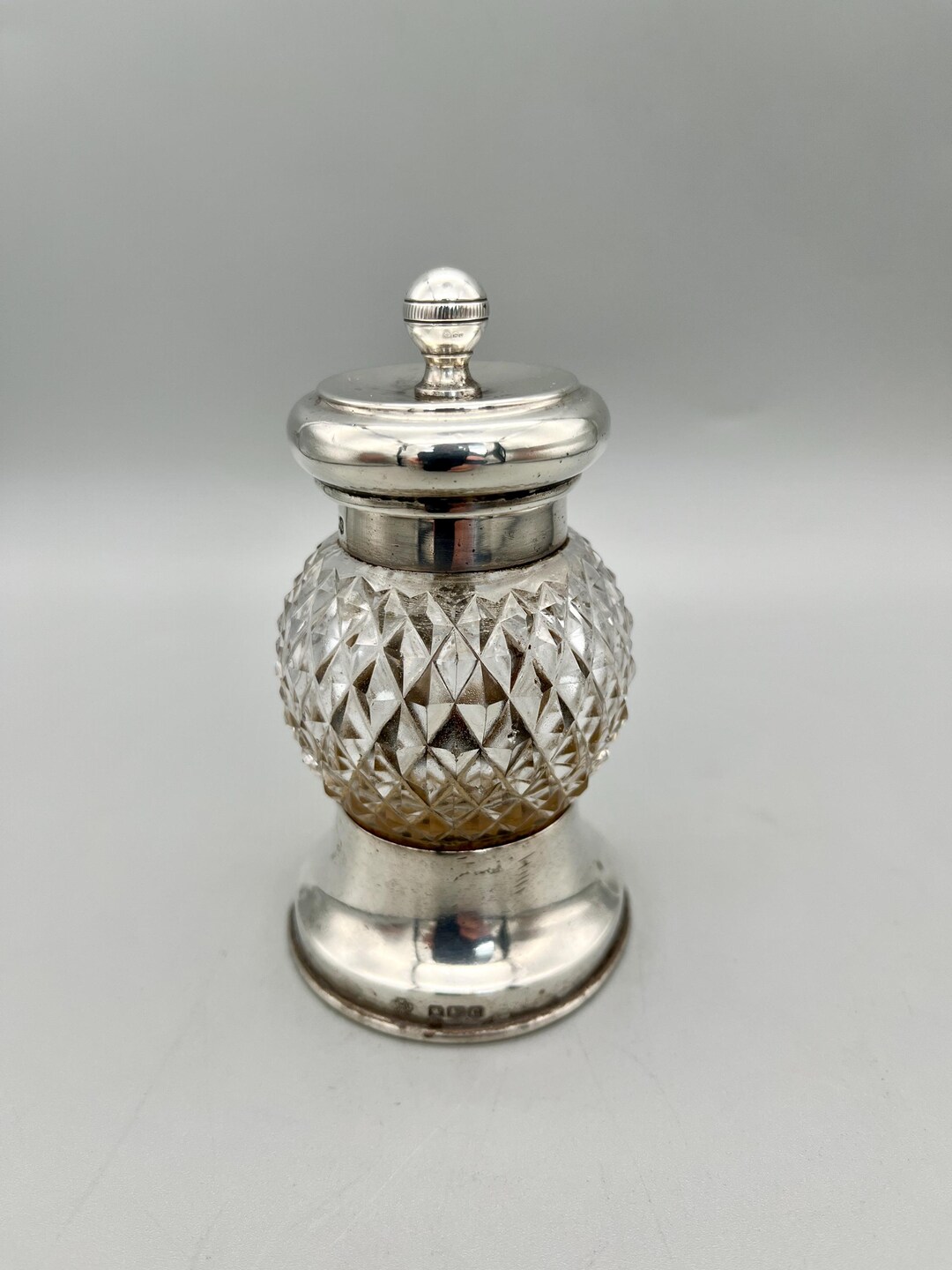 George V Sterling Silver and Cut Glass Pepper Grinder, William Hutton ...