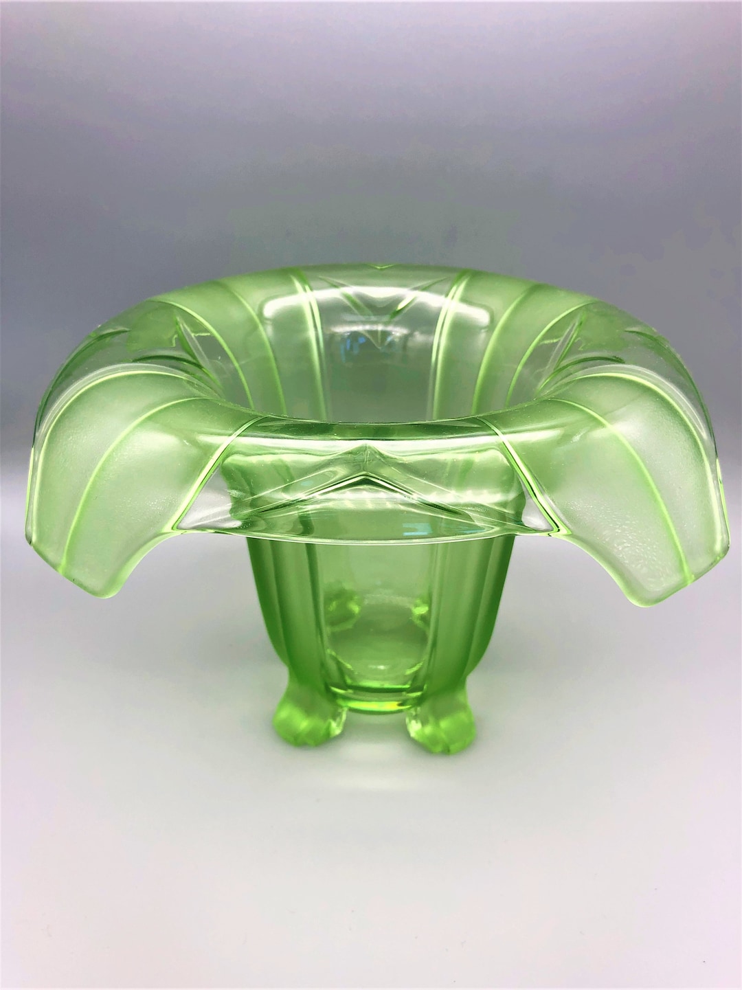 Art Deco Green Glass Flower Bowl, Sowerby No. 2631, Gateshead, C.1930s ...